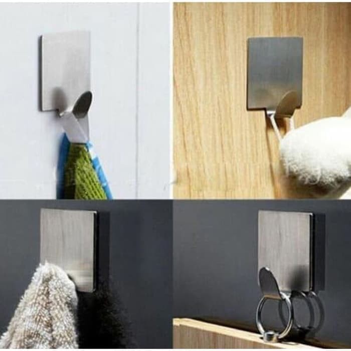 Jual Gantungan dinding tembok SerbaGuna Tempelan Hook Stainless Steel 6 ...