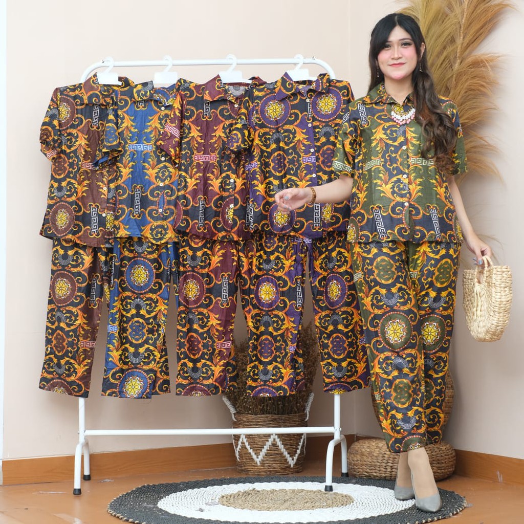 Jual SETELAN PIYAMA / ONE SET RAYON LENGAN PENDEK | Shopee Indonesia