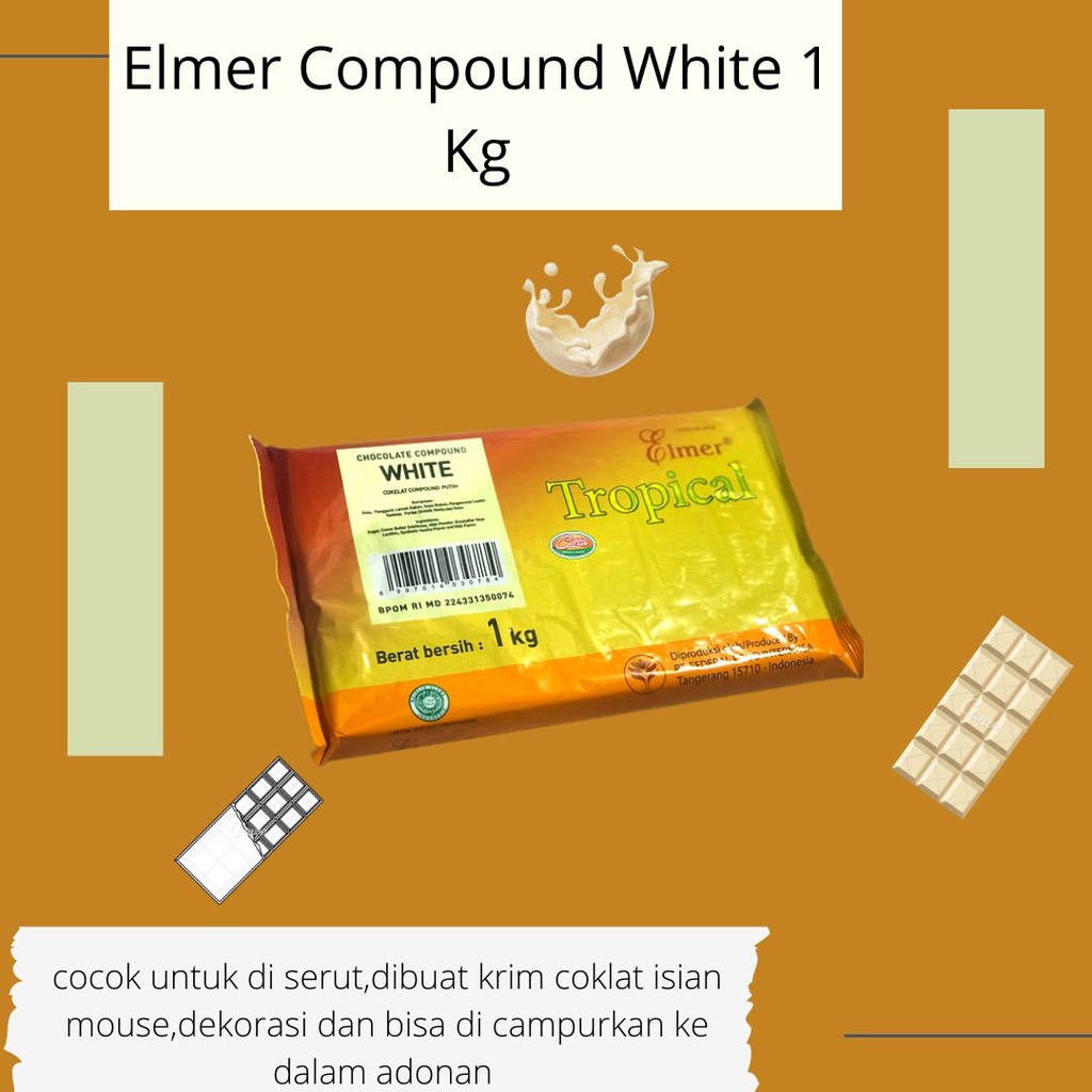 Jual ELMER CHOCOLATE COMPOUND WHITE TROPICAL 1KG | Shopee Indonesia