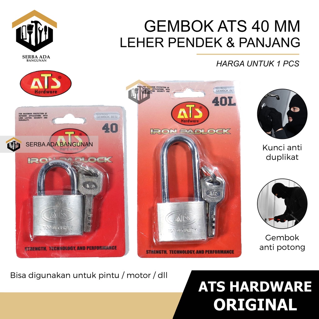 Jual Gembok nekel 40 leher panjang dan pendek ATS pagar pintu rumah ...