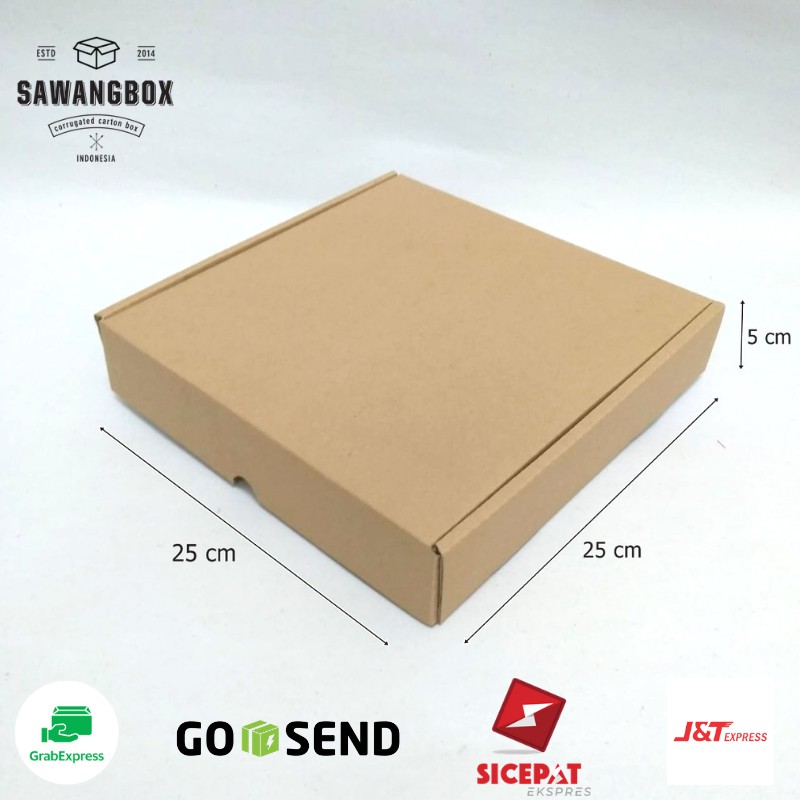 Jual Karton Box 25X25X5 Kotak Kardus model Pizza untuk Packaging Baju ...