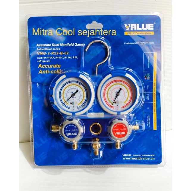 Jual TESTING MANIFOLD AC DOUBLE VALUE R22 R134A KEMASAN MIKA SET SELANG ...