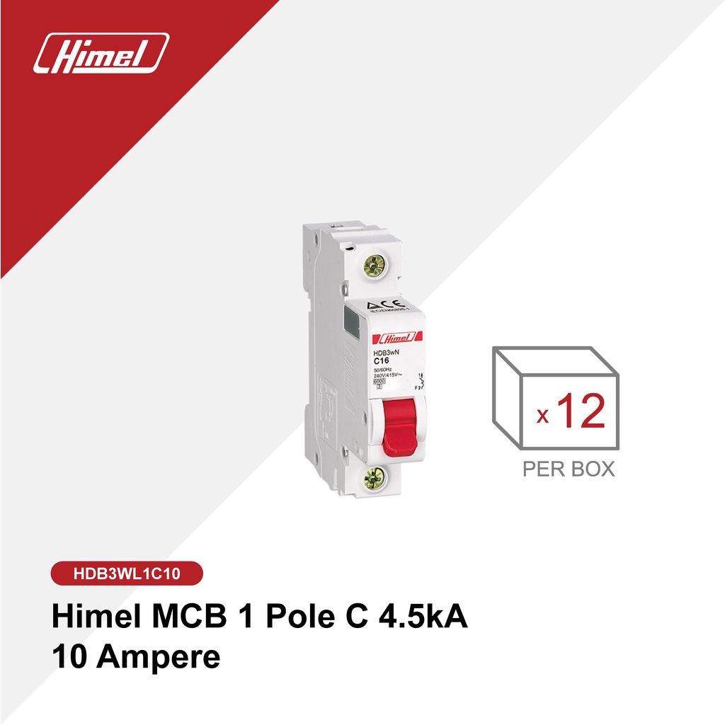 Jual Himel MCB 1 Pole C 4.5kA 10 A isi 12 pcs (Box) | Shopee Indonesia