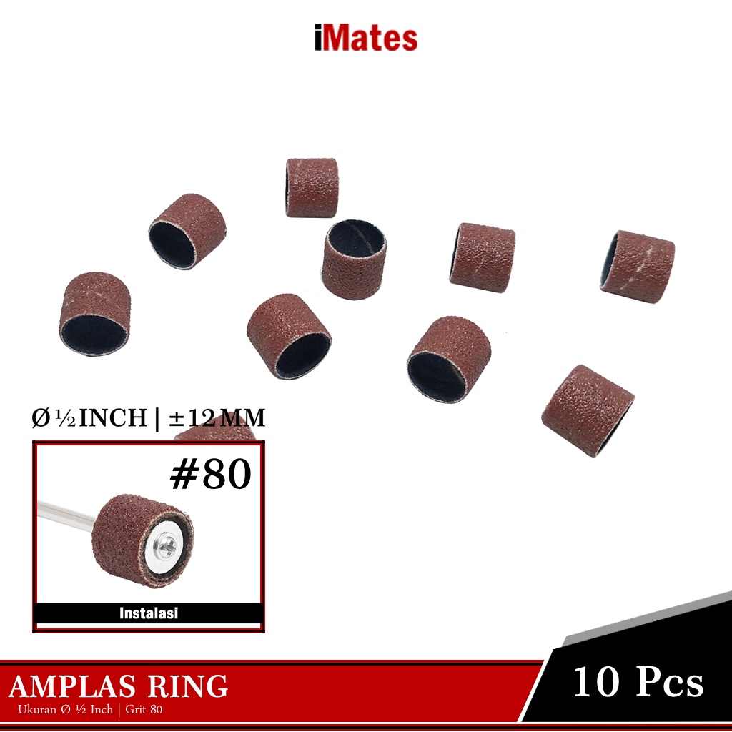 Jual Amplas Ring Sanding Band Mini Die Grinder 1/2 Inch Grit 80 10Pcs ...