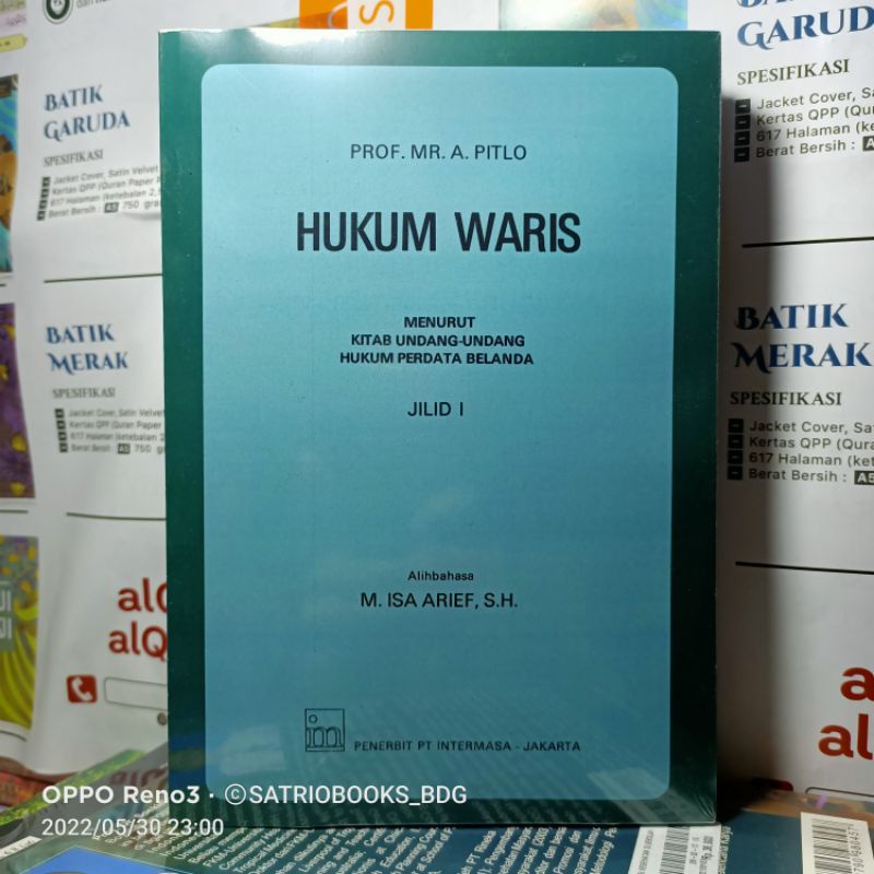 Jual HUKUM WARIS 1. Menurut Kitab Undang Undang Hukum Perdata Belanda. Prof. MR. A. PITLO. BUKU ...
