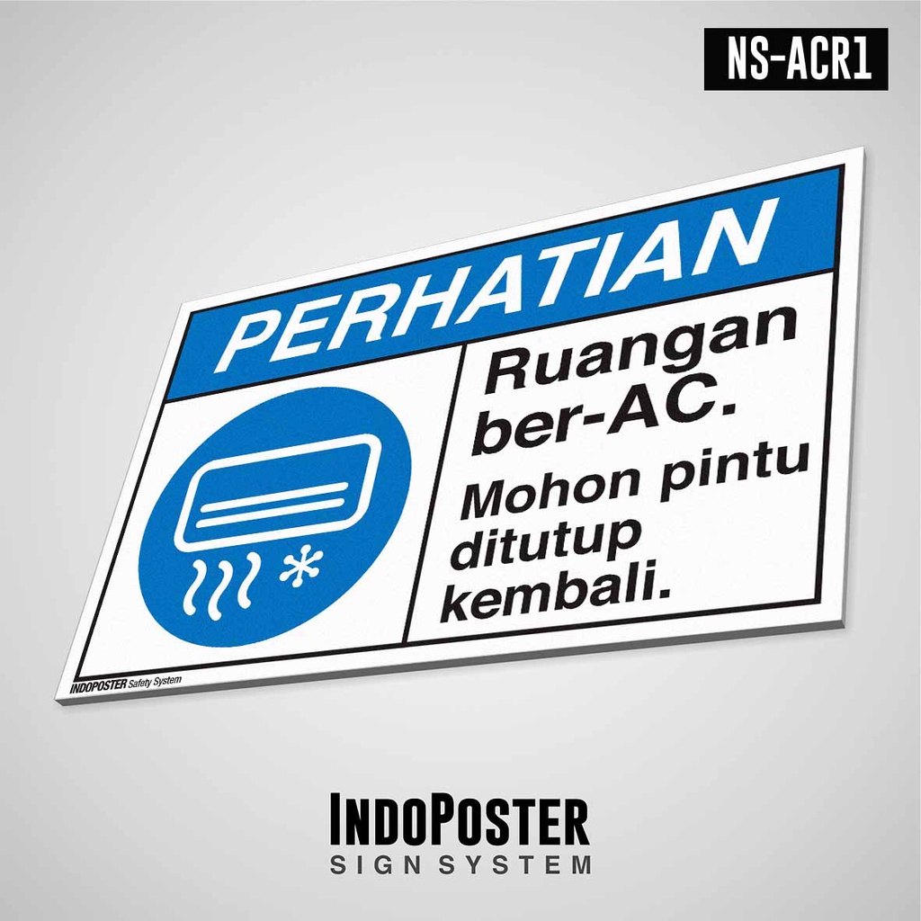 Jual Safety Sign Rambu K3 PVC ANSI ISO Ruangan Ber AC Mohon Pintu ...