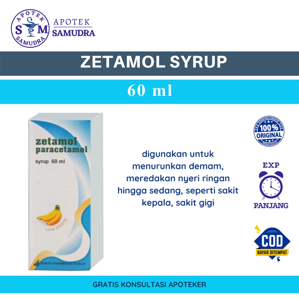 Jual ZETAMOL Sirup - 60ml (paracetamol sirup) (obat penurun demam obat ...