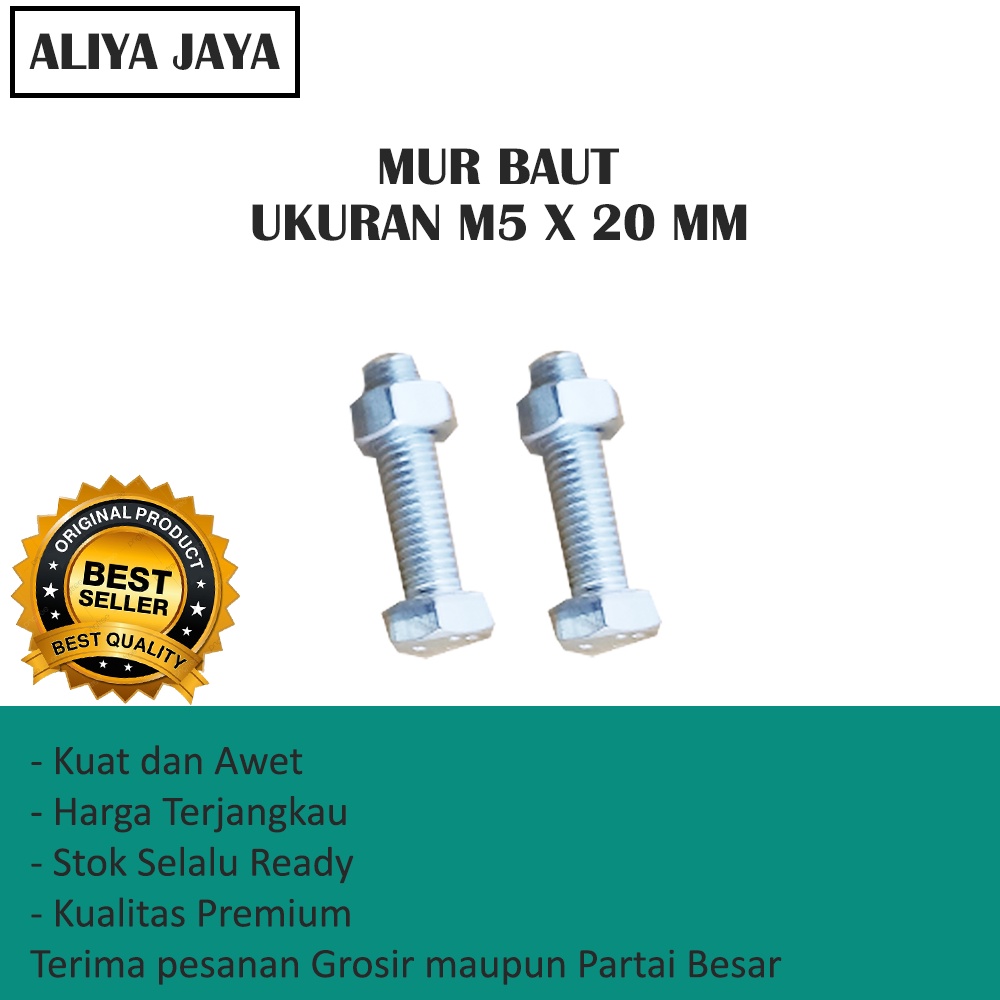 Jual MUR BAUT UKURAN M5 X 20 MM MURAHH (HARGA PER 10 PCS) | Shopee Indonesia