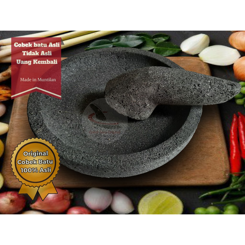 Jual Cobek Batu Asli Coek Bubut Batu Candi Coet Bulat Ulekan Batu ...