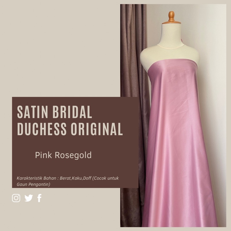 Jual Kain Satin Bridal Duchess Original Warna Rosegold Rose Gold Saten ...