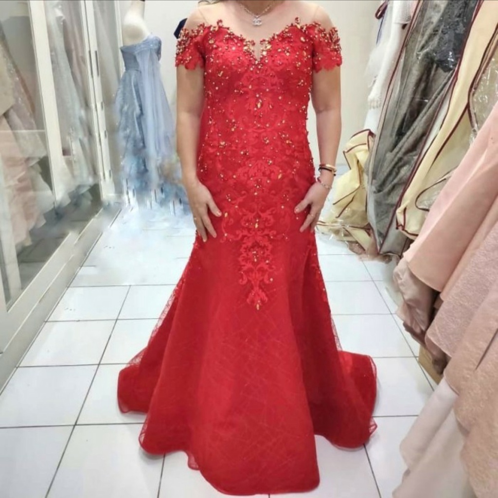 Jual JUAL RUGI - GAUN PESTA MOTHERS GOWN MERAH FULL PAYET SABRINA ...