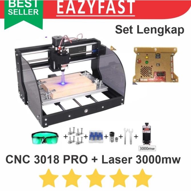Jual Mesin CNC Router + Laser 3W Combo 2 in 1 3018 Pro 3 Axis Engraver ...