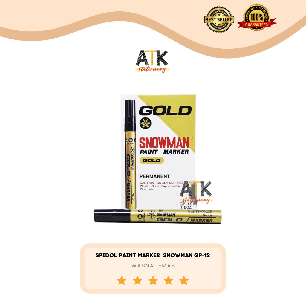 Jual Spidol Emas/ Gold Paint Marker GP-12 Snowman atk | Shopee Indonesia