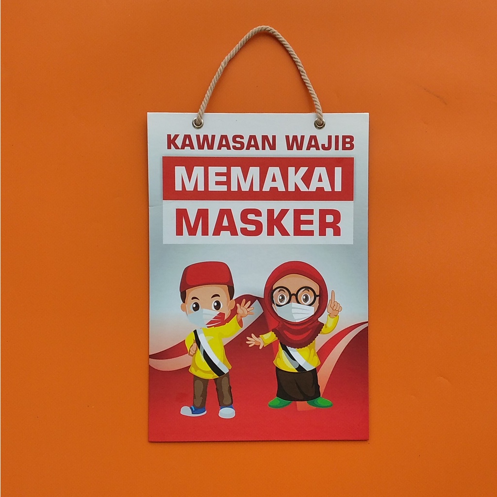Jual Poster Gantung - Hard Poster - Poster Kawasan Wajib Memakai Masker ...