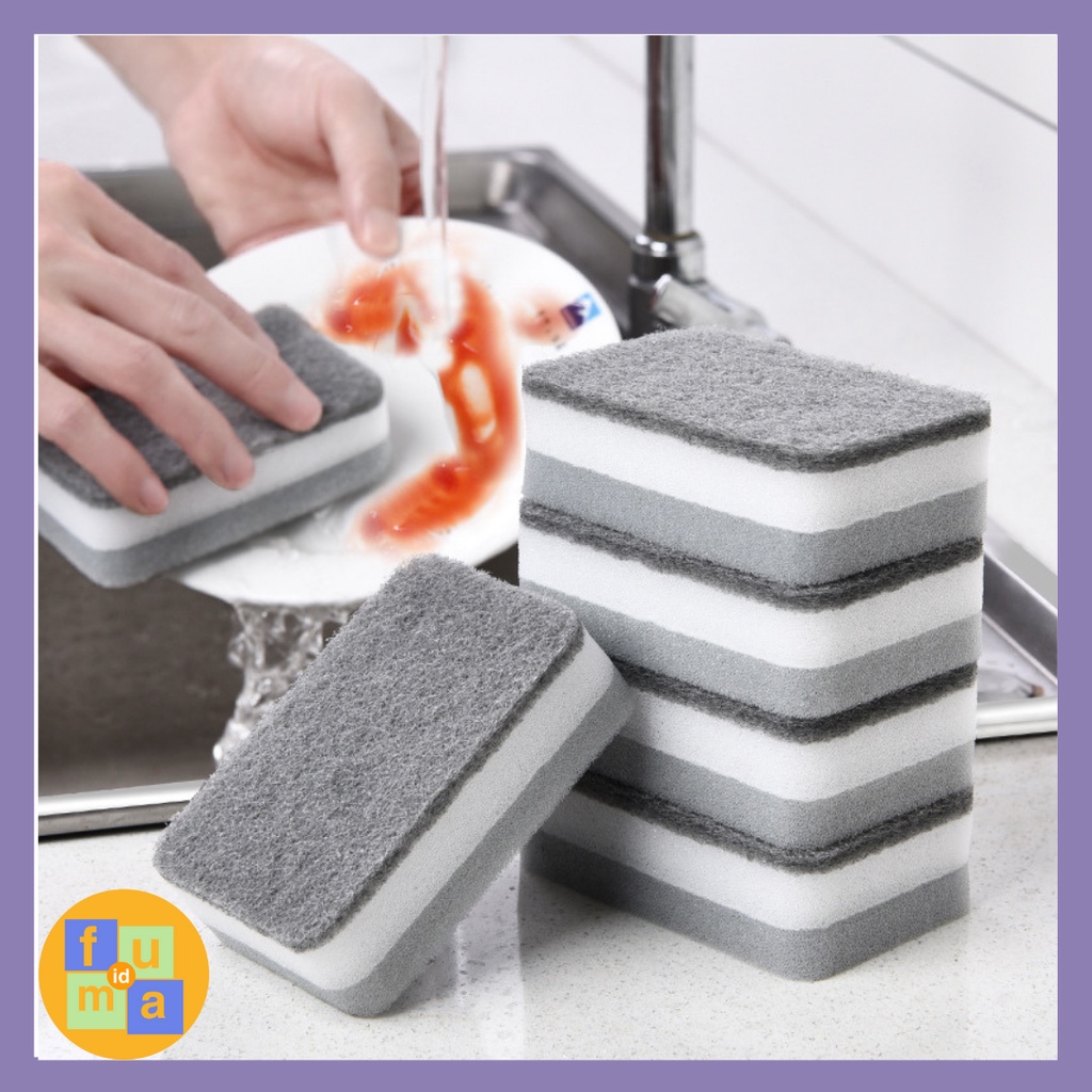 Jual Spons Cuci Piring Dua Sisi Double Magic Dishwash Sponge PIRING ...