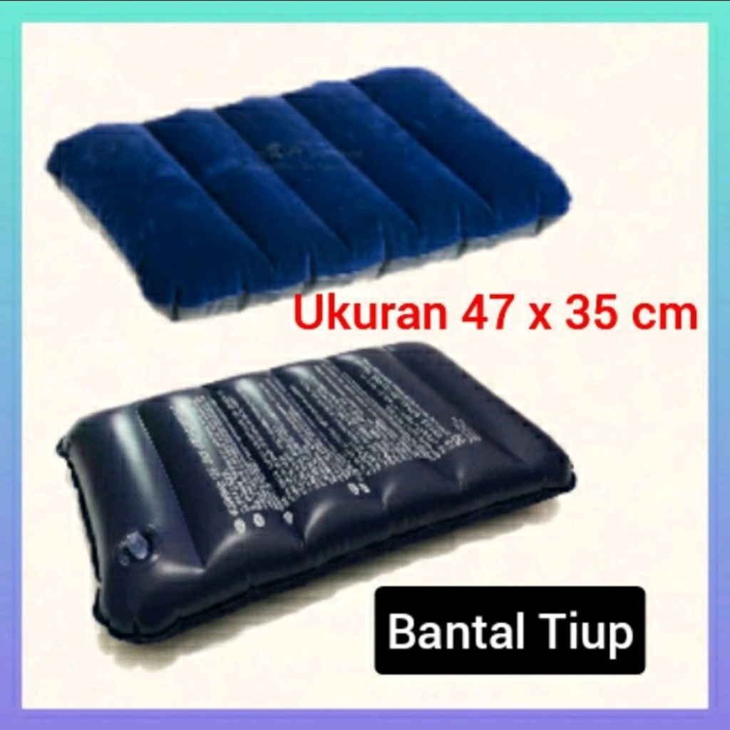 Jual Bantal Angin Tiup 47x35cm Bantal Tiup Bludru PVC Besar Warna Biru ...