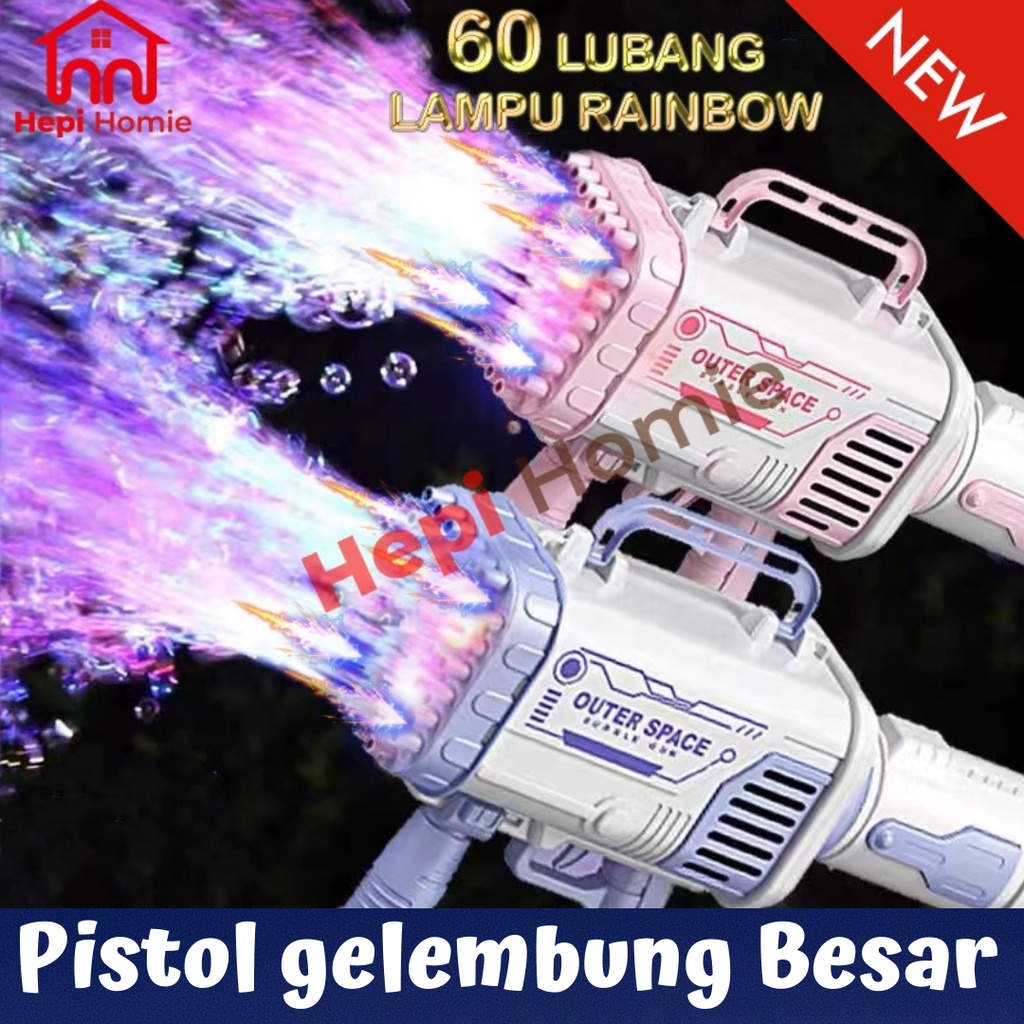 Jual 1 SET Mainan pistol gelembung besar jumbo bubble gun machine 60 ...