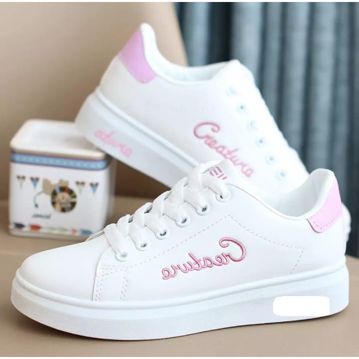 Jual Sepatu Anak Lucu Sneaker Motif Creature Putih Pink Murah Trendi ...