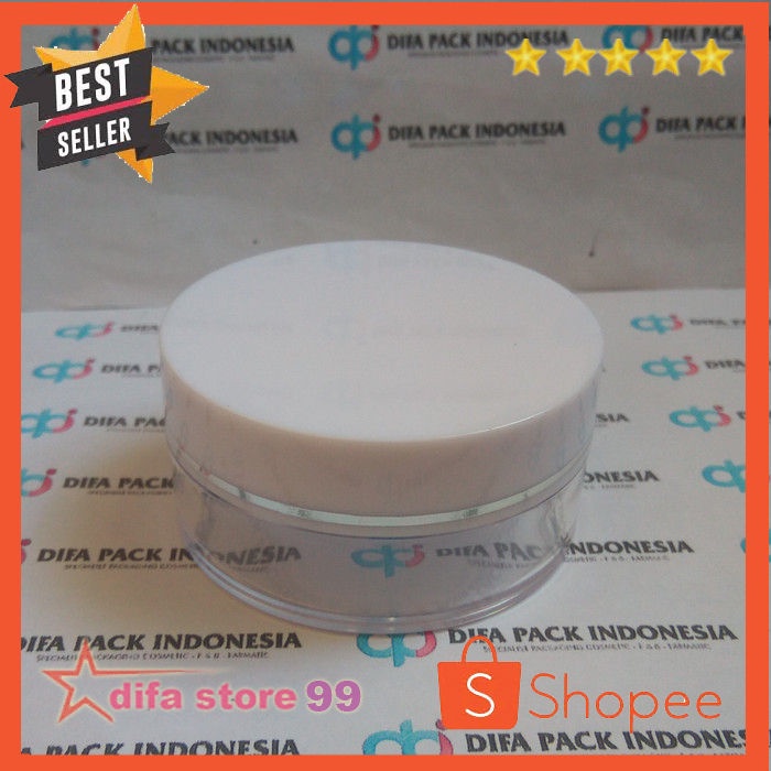 Jual Pot bedak tabur putih/natural list silver 20gr ( Paket isi 10 pcs ...