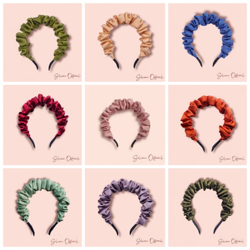 Jual ANTI PATAH Bando Korea Scrunchie Bando Nagita Satin (KERANGKA BESI ...
