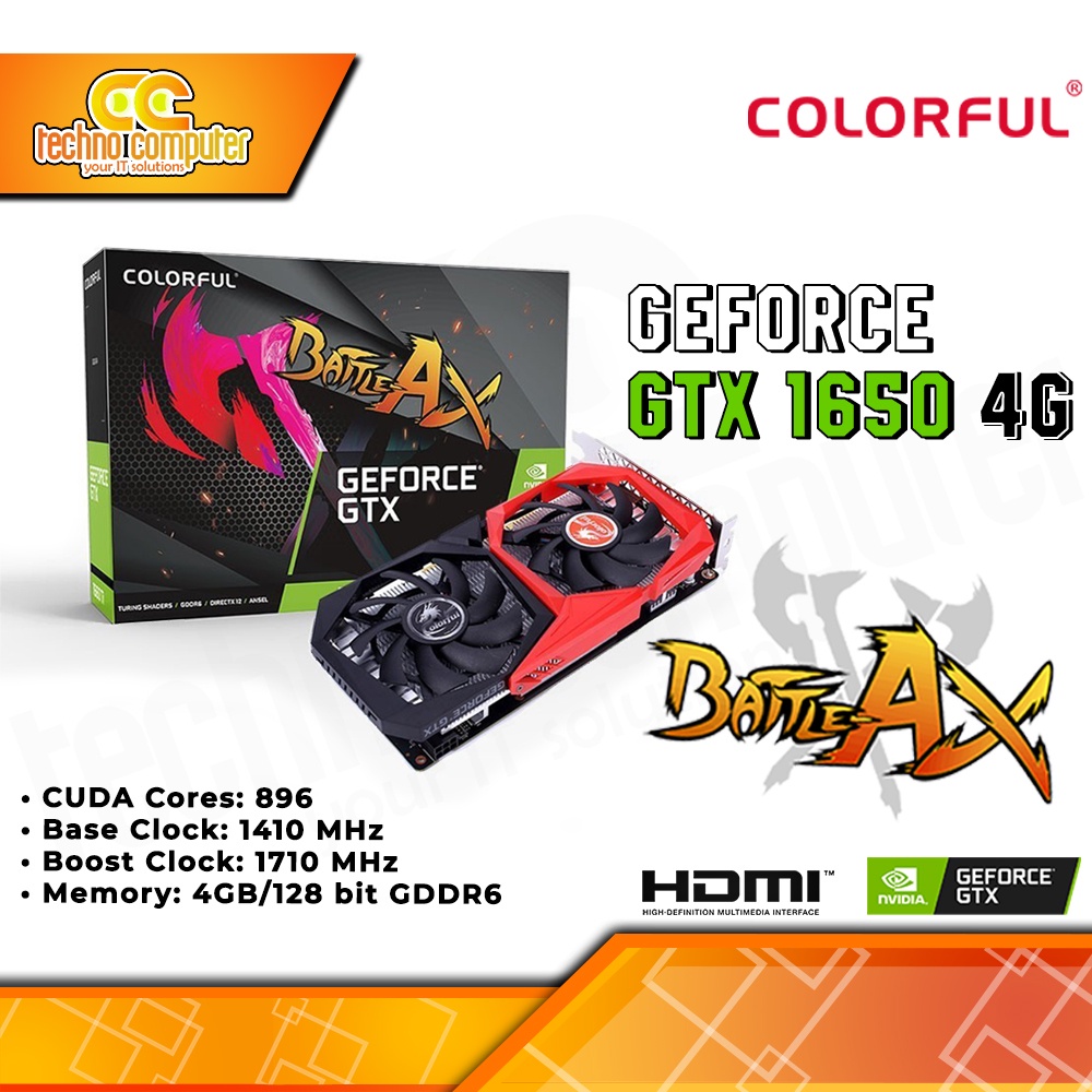 Jual VGA COLORFUL GeForce GTX 1650 Battle AX 4GB GDDR6 | Shopee Indonesia