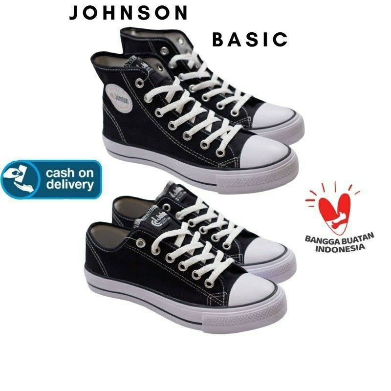 Jual Sepatu Johnson Basic High Black White Original sneaker jhonson ...