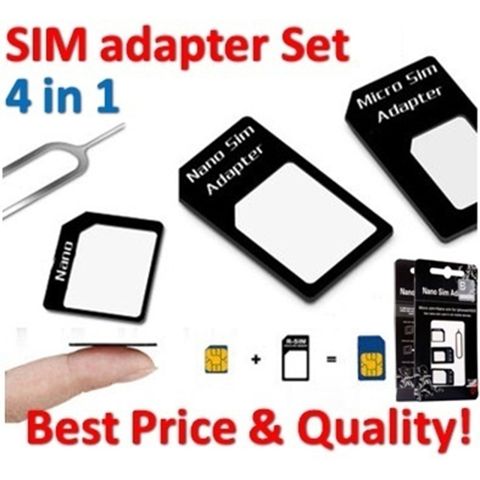 Jual SIM Card Adapter 4 in 1 Nano Micro 3 + Pin clip kartu konverter ...