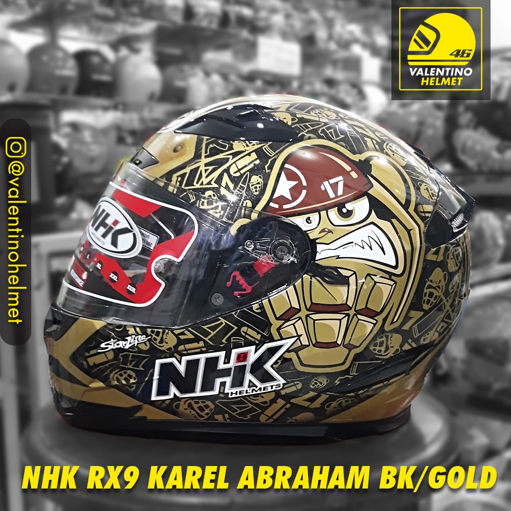 Jual Helm Full Face NHK RX9 Replika MotoGP Karel Abraham Black Gold ...