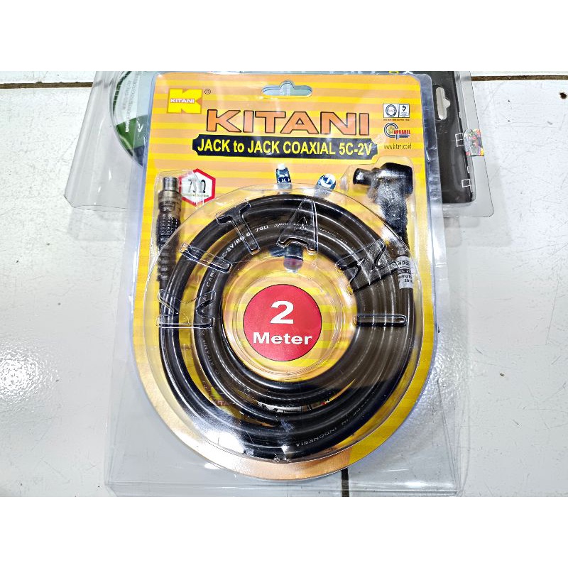Jual Kabel Antena Kitani Coaxial 5C - 2V 2 Meter Plug to Plug Male to Male Tekuk | Shopee Indonesia