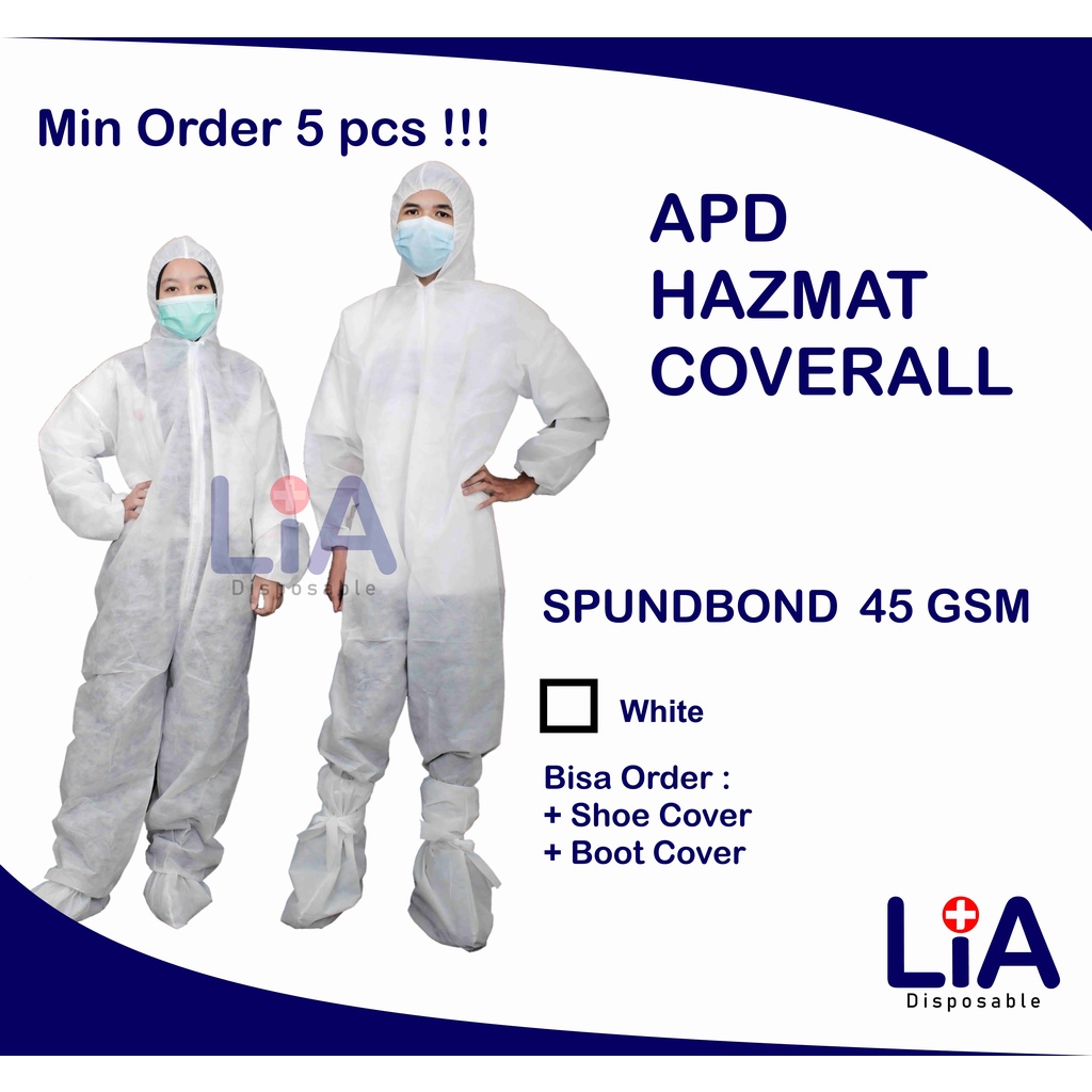 Jual APD MEDIS| HAZMAT | COVERALL | DISPOSABLE SPUNDBOND / NW 45 GSM ...