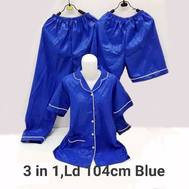 Jual Piyama 3 in 1 bahan satin eropa/ varian warna M,L,XL,XXL Jumbo ...