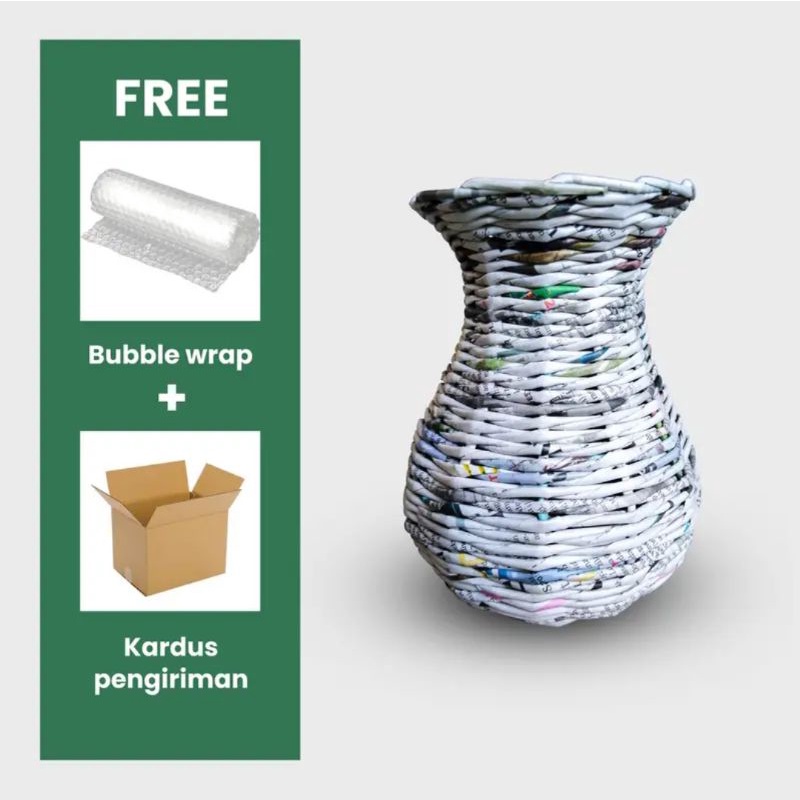 Jual KERAJINAN TANGAN VAS BUNGA ANYAMAN KORAN | Shopee Indonesia