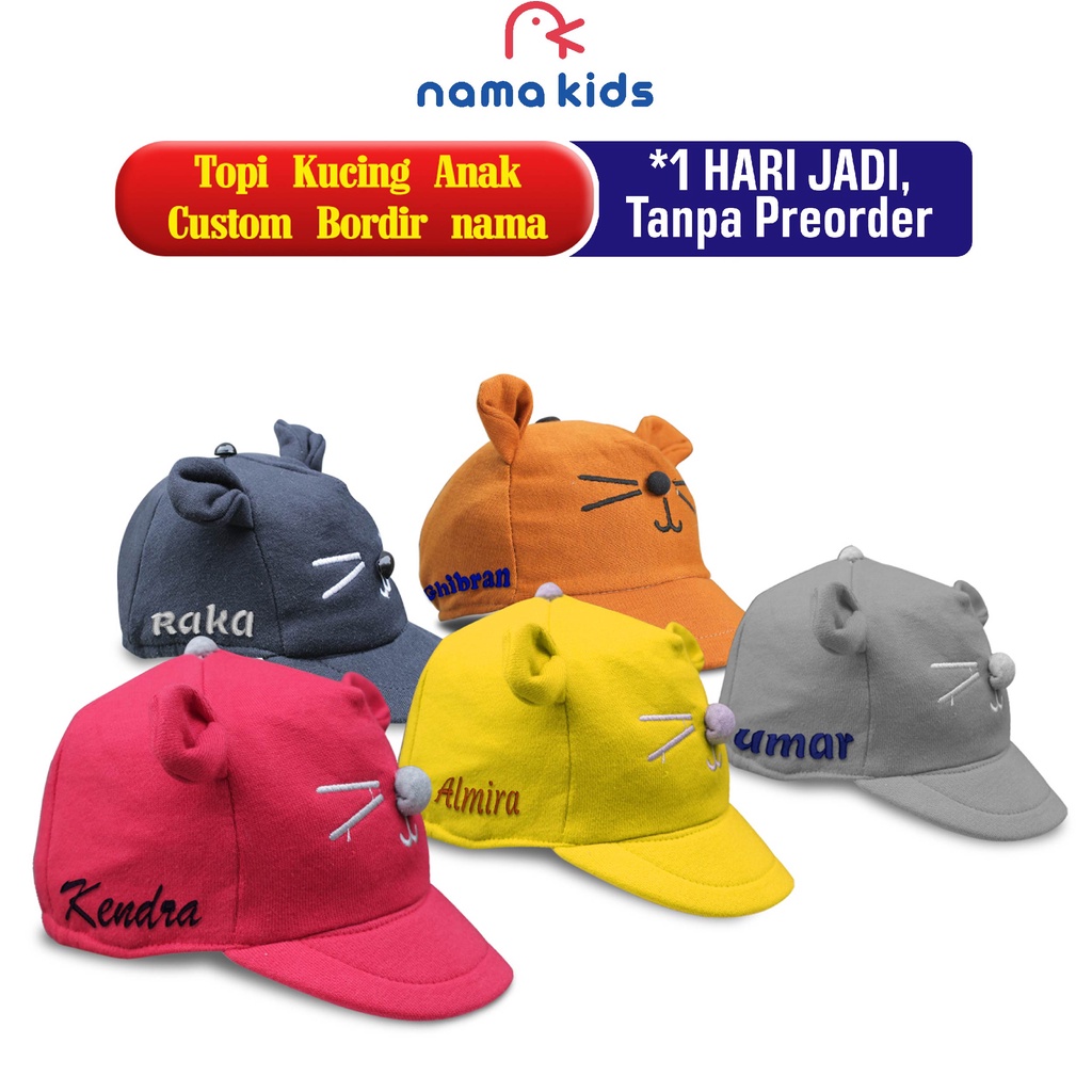 Jual NAMA KIDS TOPI BAYI BORDIR NAMA TOPI BAYI BORDIR NAMA ANAK KUCING ...
