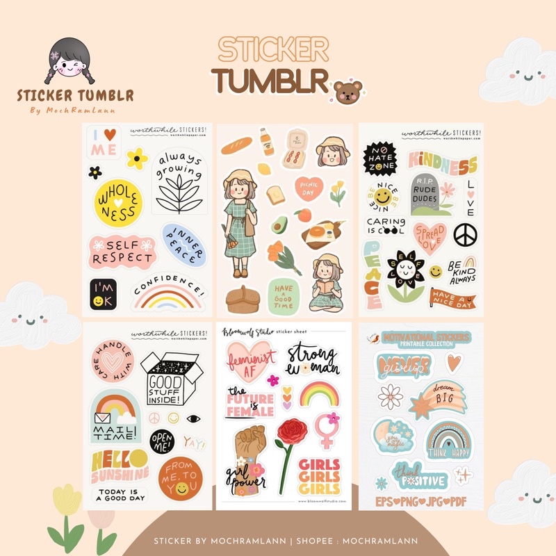 Jual sticker tumblr aesthetic no cut/stiker case hp&laptop/ stiker ...