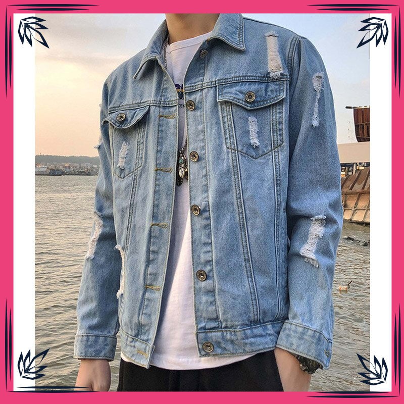 Jual Jaket Parka Pria Import Wholesale 2020 Ripped Hole denim jacket ...