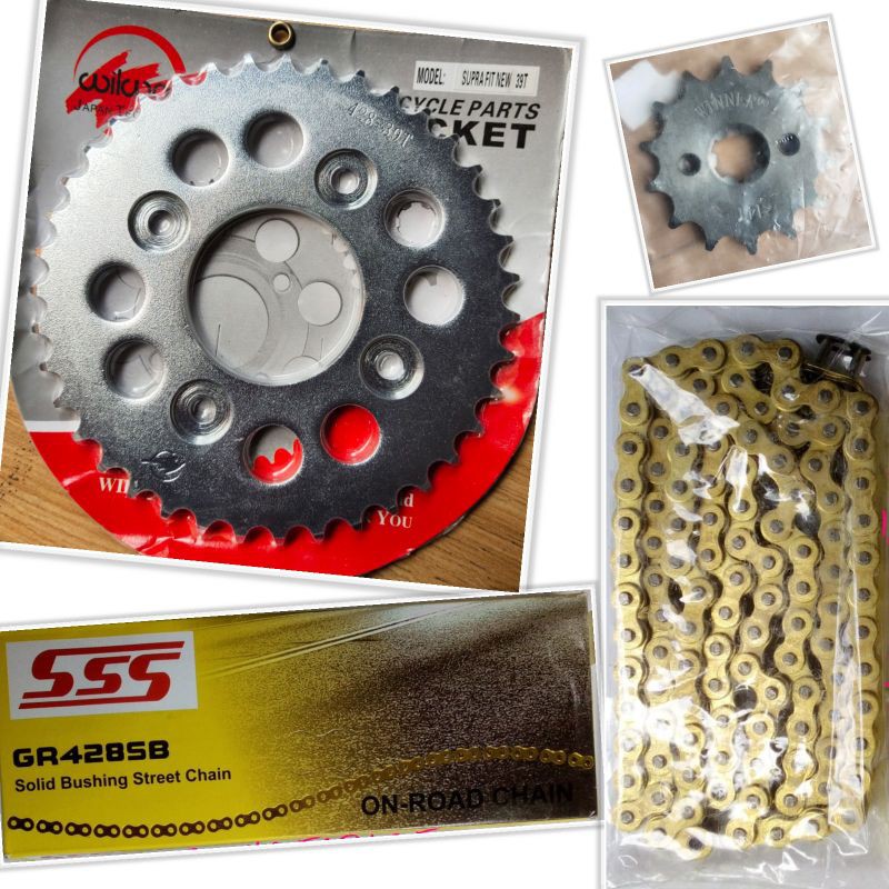 Jual Gir Set/Gear Paket (Belakang Wilwood) + Rantai SSS Gold New Supra X 125/X125 Fi/Blade 125 ...