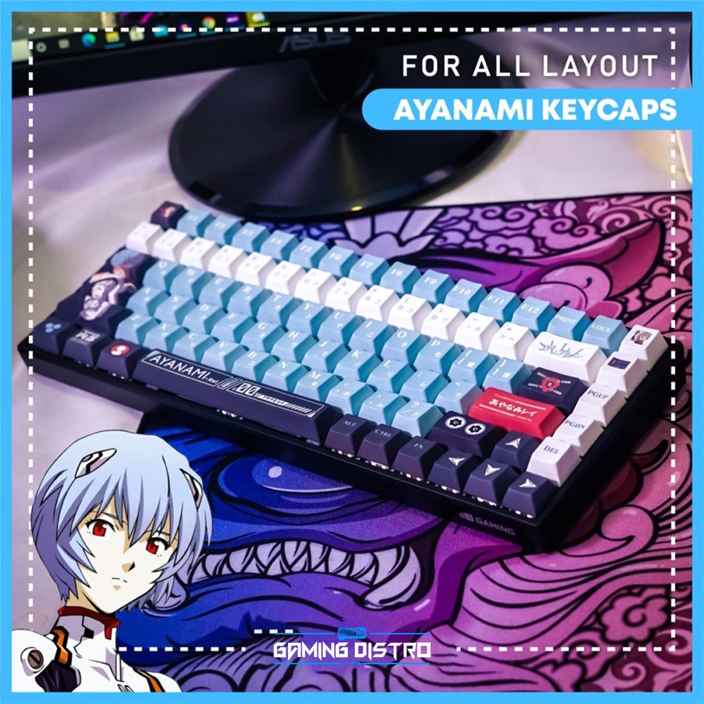 Jual Evangelion Ayanami Rei PBT Dye Sub 143 Keycaps Set Mechanical ...