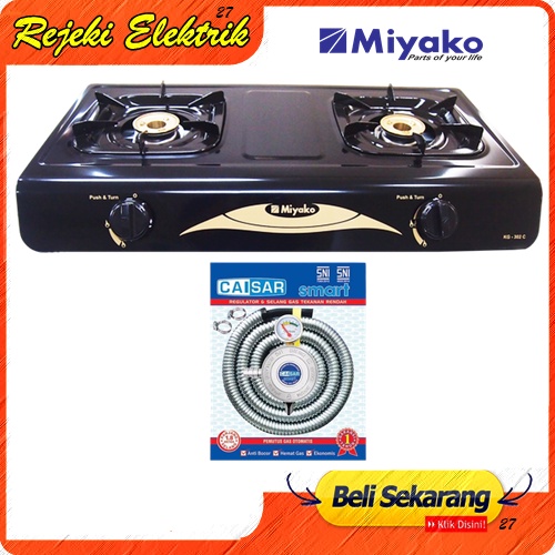 Jual Kompor Gas Miyako 2 Tungku KG-302 C + Selang Regulator Paket Caisar / Kojiko | Shopee Indonesia