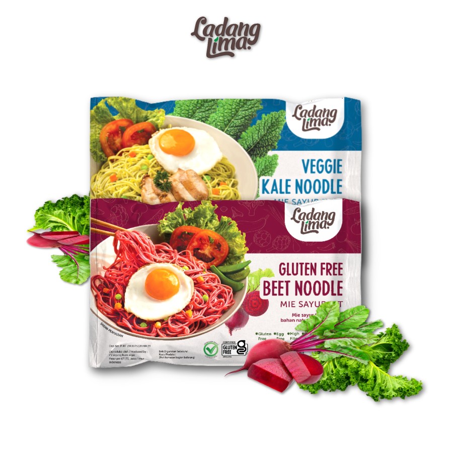 Jual Veggie Noodle "Gluten Free" Ladang Lima 76gr Beet/ Kale Mie Sehat Halal | Shopee Indonesia