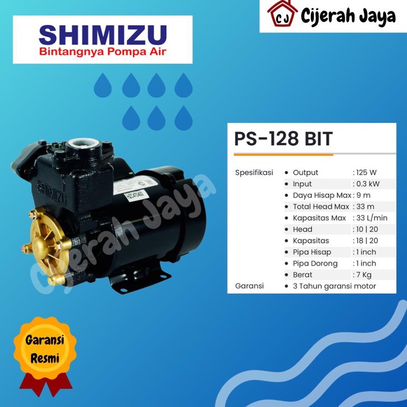 Jual SHIMIZU PS 128 BIT ORIGINAL POMPA AIR SHIMIZU PS128BIT / POMPA AIR MANUAL | Shopee Indonesia
