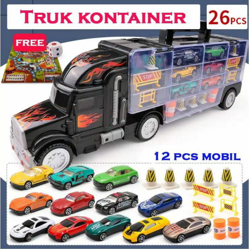 Jual mainan die cast truk kontainer container truck 37pcs | Shopee ...