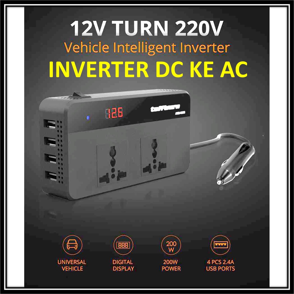 Jual GARANSI Inverter DC ke AC Power Car Inverter 75W 150 W 200 W 220V ...