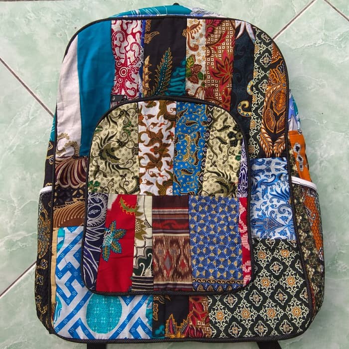 Jual TAS RANSEL BATIK PERCA 46x30x10 cm TAS GENDONG ANAK PRIA WANITA ...