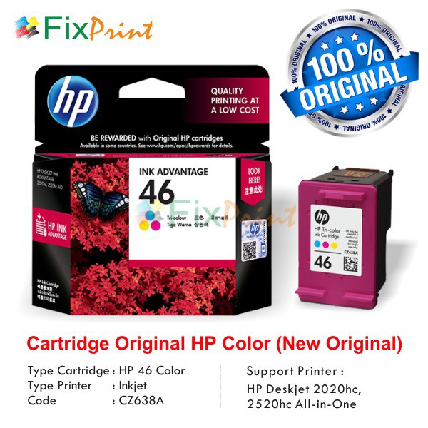 Jual Cartridge Original HP 46 Color CZ638AA, Tinta Printer HP Deskjet ...