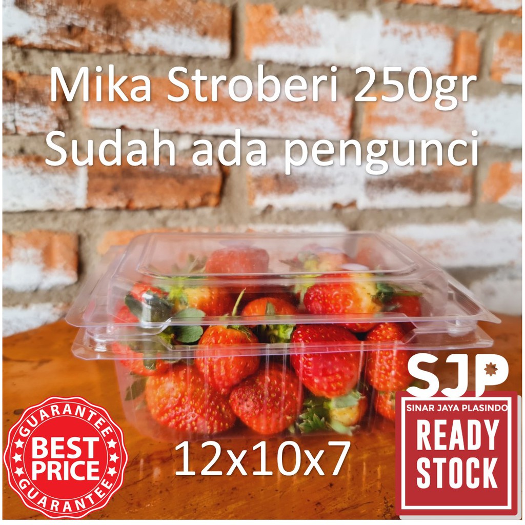 Jual Mika buah strawberry stroberi 250gr sudah ada pengunci | Shopee ...