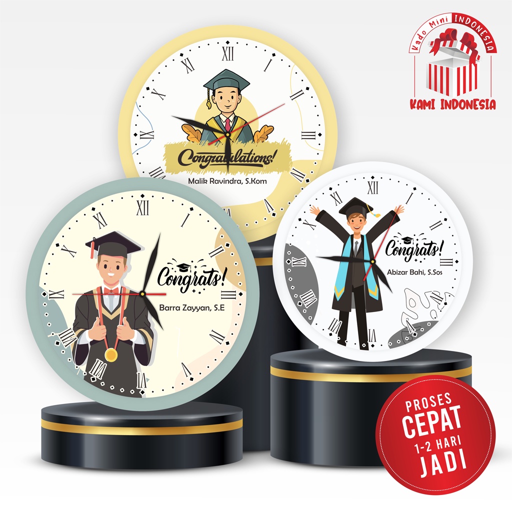 Jual JAM DINDING UNIK CUSTOM NAMA KARAKTER HADIAH WISUDA WEKER MEJA ...