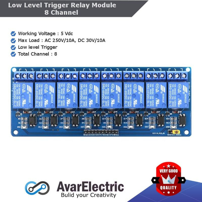 Jual Relay Module 8 Ch Channel 5V DC Low Level Trigger arduino | Shopee ...