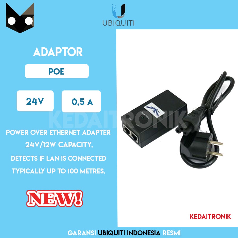 Jual Ubiquity Ubnt POE Adaptor 24Volt 0.5Ampere 24v 0.5a Original ...