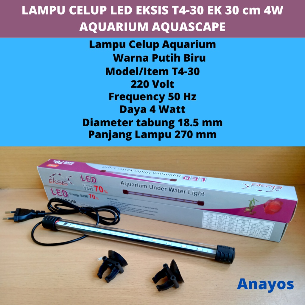 Jual Lampu Celup LED EKSIS T4-30 EK 30 Cm 4W Aquarium Aquascape | Shopee Indonesia