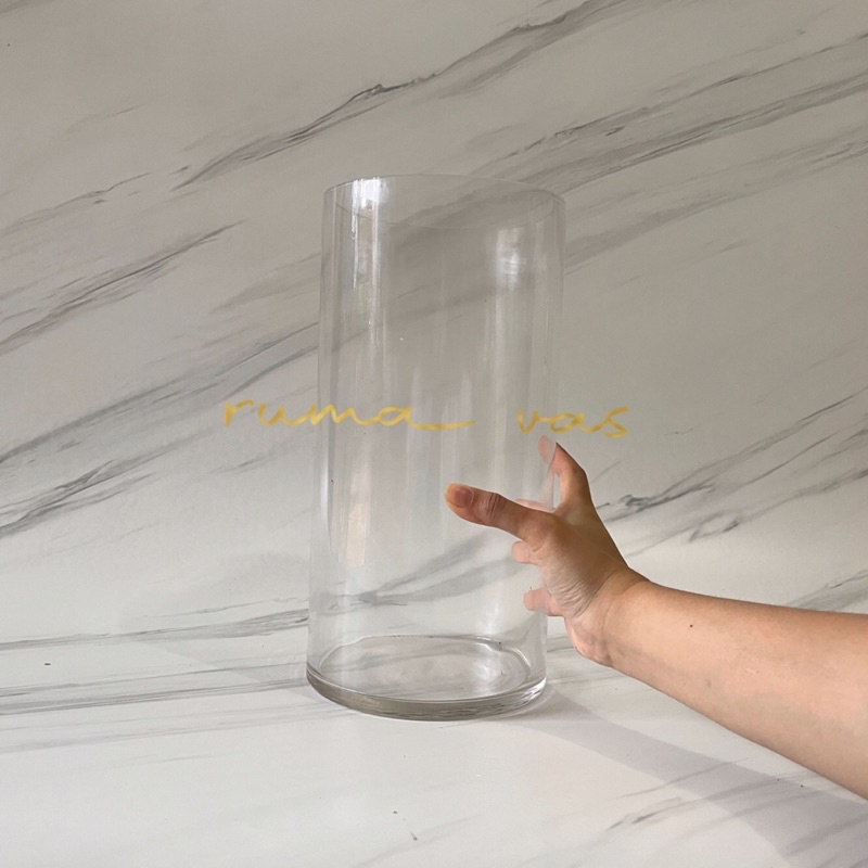 Jual [ OJOL ] Vas bunga tabung kaca tinggi 30cm diameter 15cm murah ...